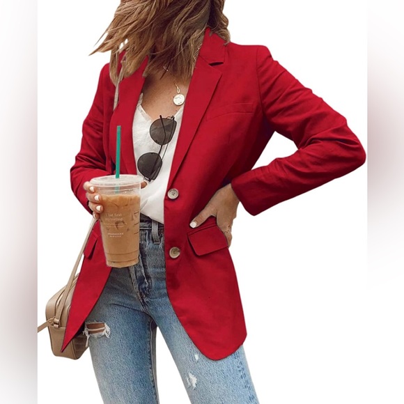 Jackets & Coats | Nwot Open Casual Lapel Collar Button Down Work Office ...